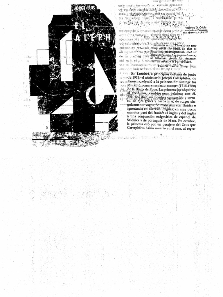 Borges, J. L. (1949) - "El Inmortal" - (1944) "Funes El Memorioso". en ...