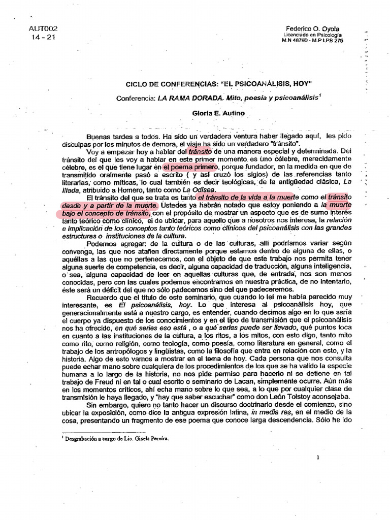 Autino, G. E. (2002) - "La Rama Dorada. Mito, Poesía y Psicoanálisis ...