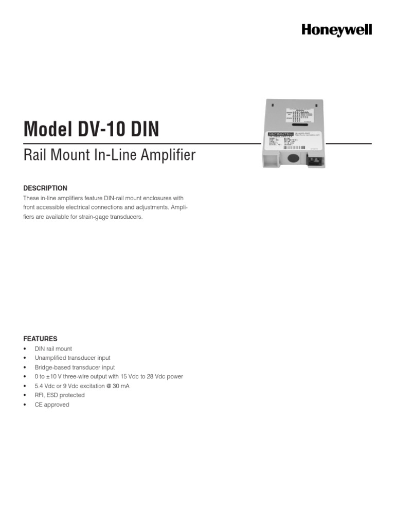 Model DV-10 DIN - Datasheet | PDF | Amplifier | Electrical Components