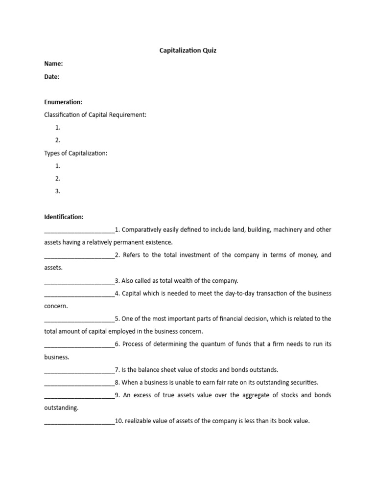 Capitalization Quiz | PDF