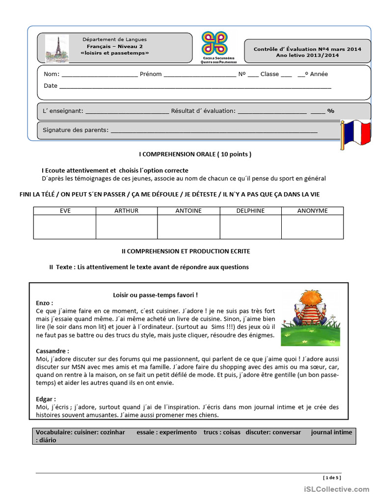 Loisirs et passe-temps des jeunes | PDF