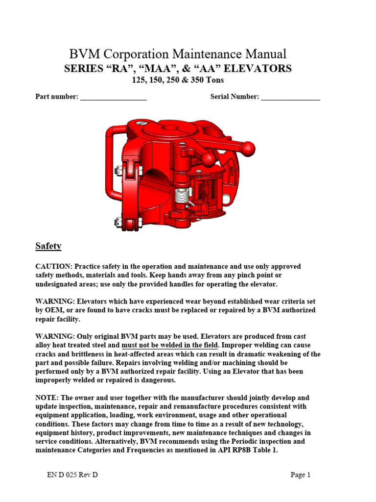 BVM Elevator Maintenance Guide | PDF | Elevator | Pipe (Fluid Conveyance)
