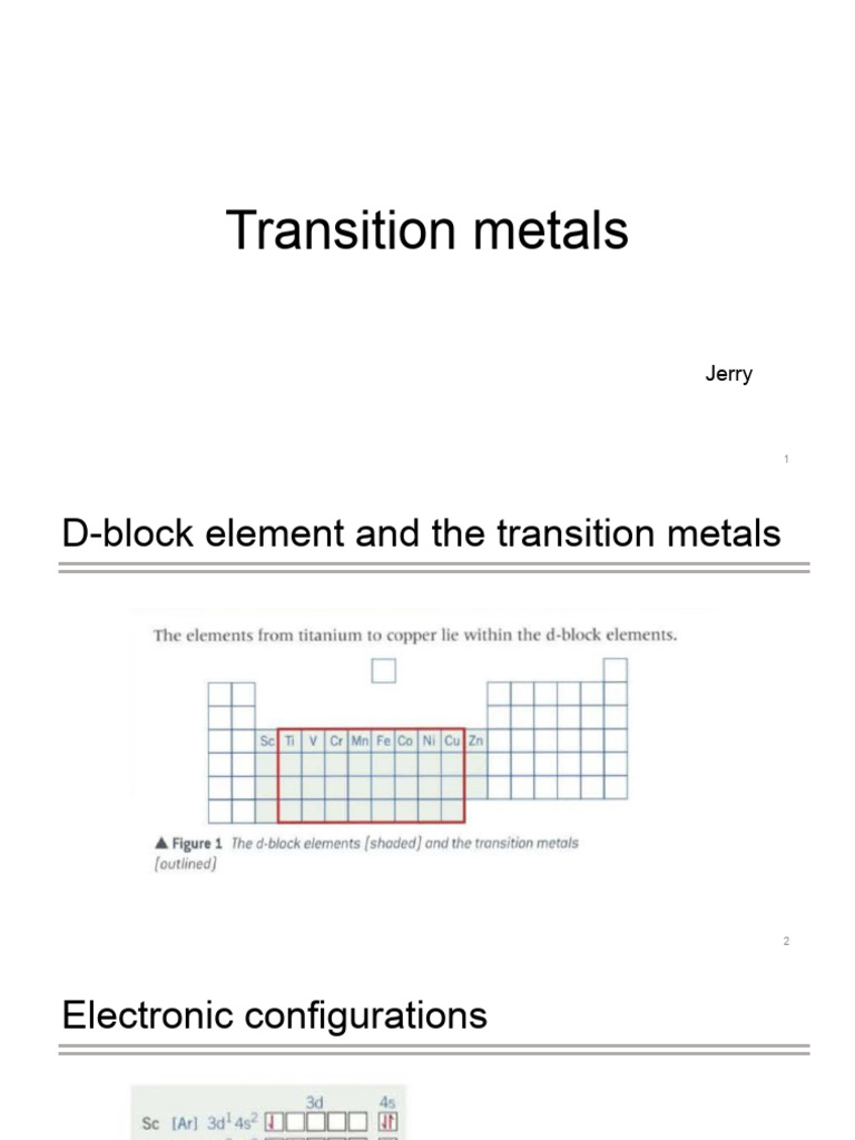 Transition Metals in AQA A Level Chemistry | PDF | Transition Metals ...