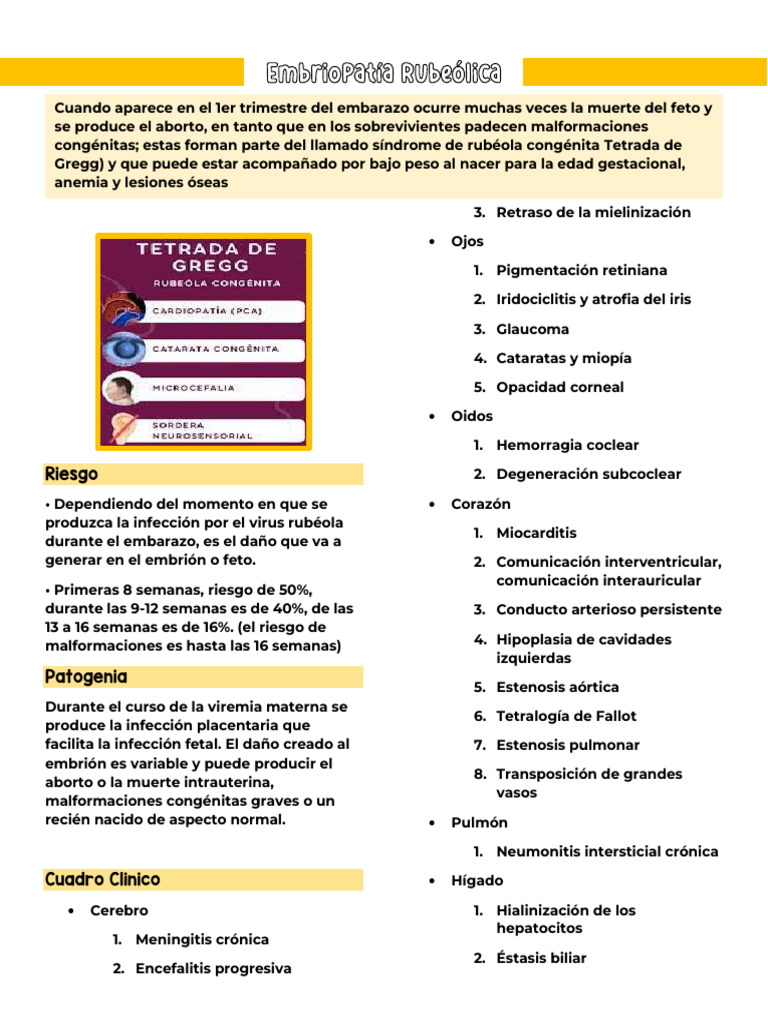 Tetrada de Gregg en Rubeola Congénita | PDF | Feto | El embarazo