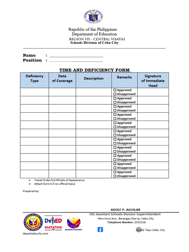 Deficiency Form 2023 | PDF | Governance | Government Related Organizations