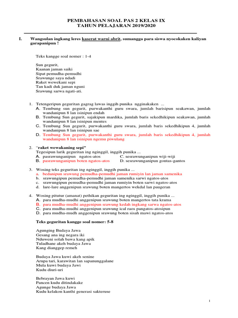 Pembahasan Soal PAS 2 TP 2019-2020 | PDF
