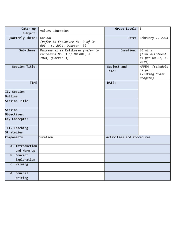 Catch Up Friday Teaching Guide-Mapeh | PDF