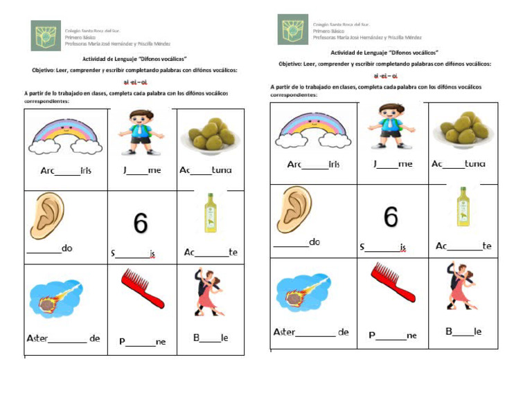 Actividad Difonos Vocalicos Ai Ei Oi | PDF