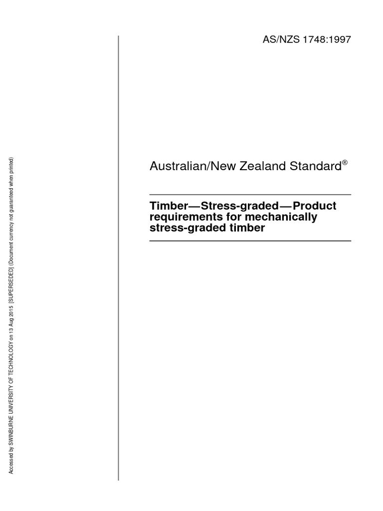 Timber Stress Grading Standards AS/NZS 1748 | PDF | Lumber | Iso 9000