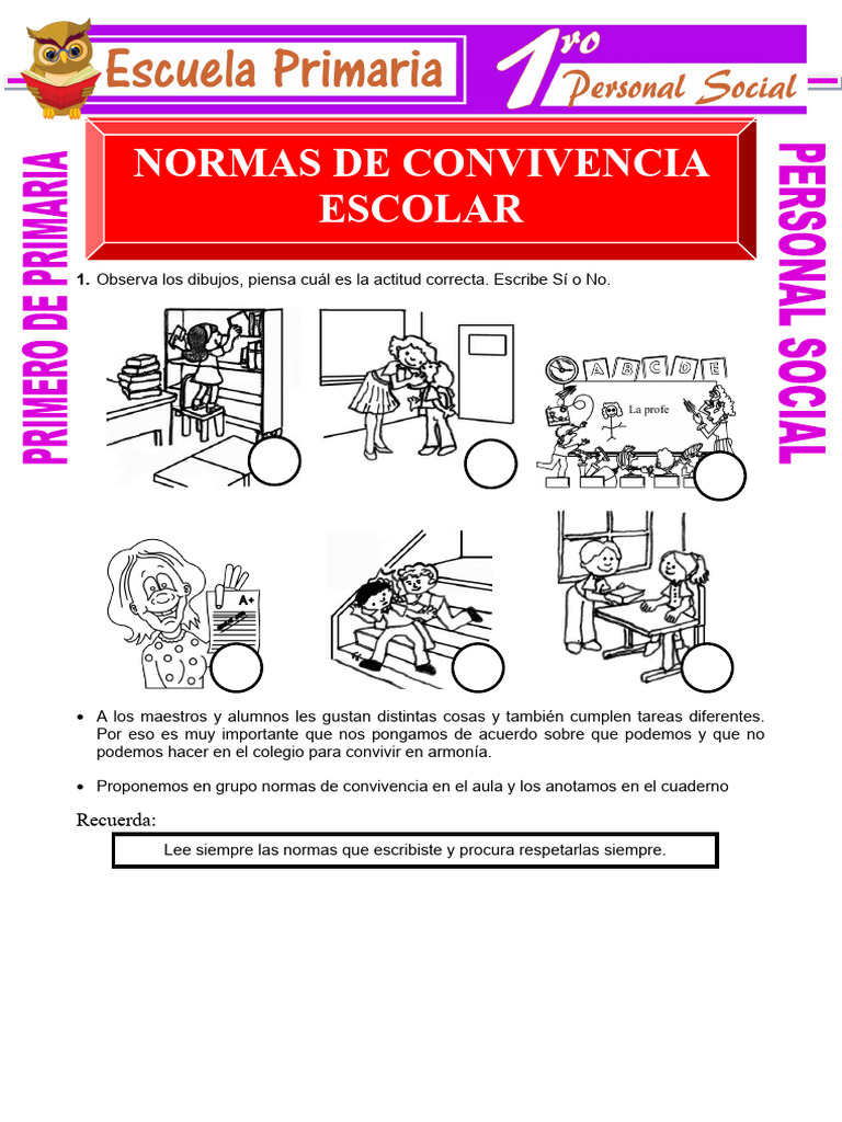 Ficha de Trabajo Normas de Convivencia | PDF