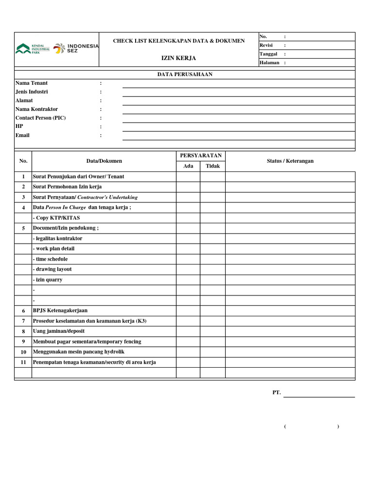 Form Pengajuan Izin Kerja | PDF