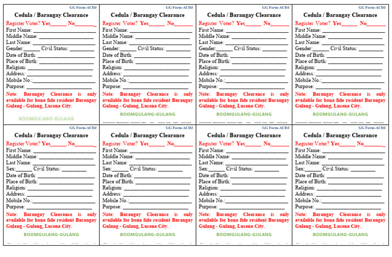 Cedula and Barangay Clearance Form | PDF | Human Rights | Equality Rights