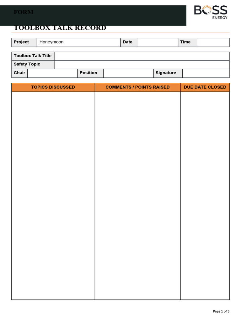 Toolbox Talk Record | PDF
