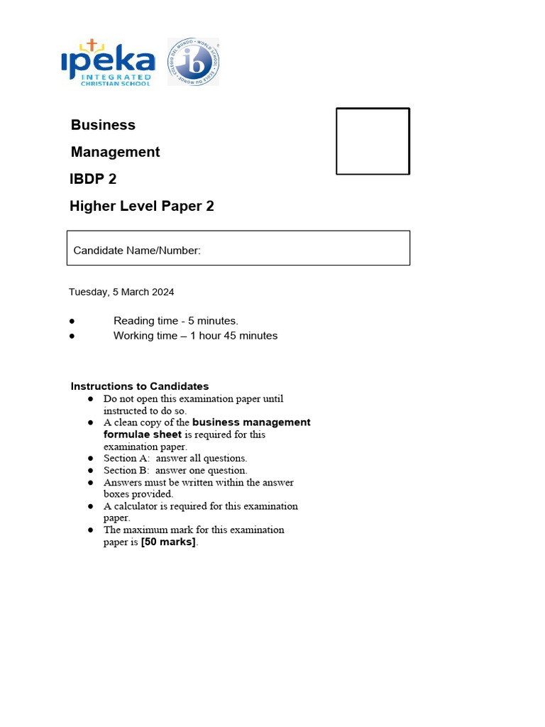 HL BM Paper 2 ME Mar 2024 | PDF | Business | Business Economics