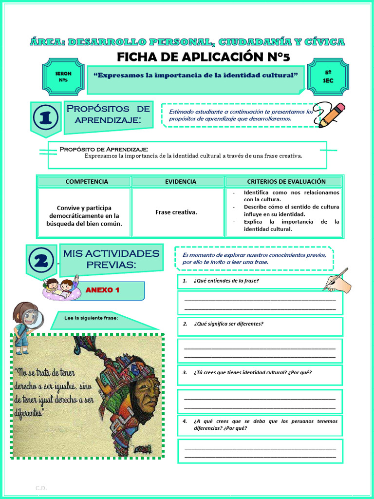 5° Ficha de Aplicación-Sesión5-Sem.3-Exp.1 - DPCC - 125432 | PDF | Cognición