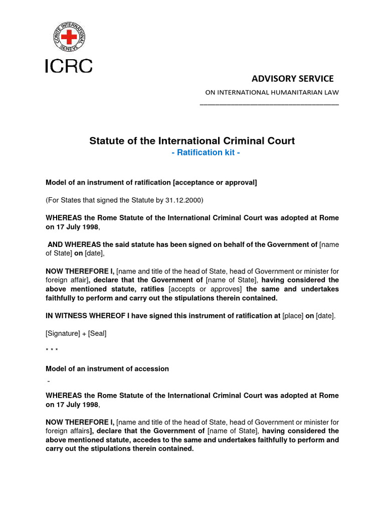 ICC Statute Ratification Guide | PDF