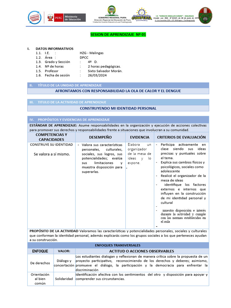 Sesión - 01 - Construyendo Nuestra Identidad Personal | PDF ...