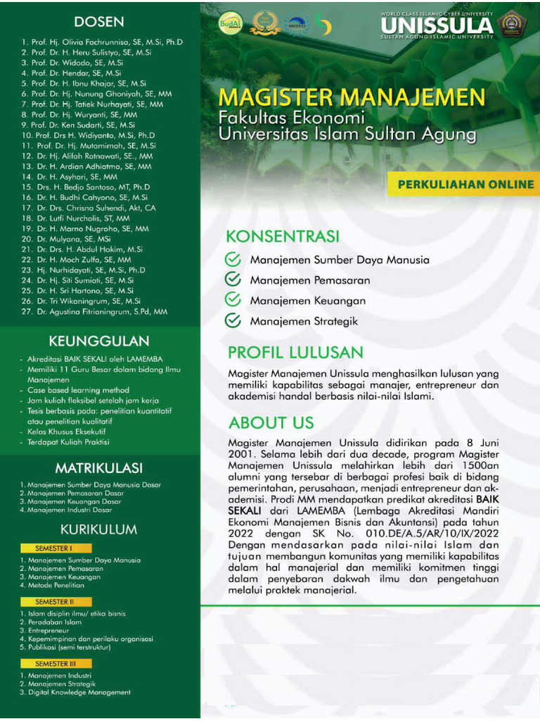 Brosur S2 Unissula | PDF