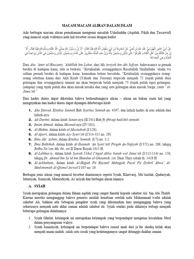 Macam Macam Aliran Dalam Islam | PDF Macam Macam Aliran Dalam Islam | PDF
