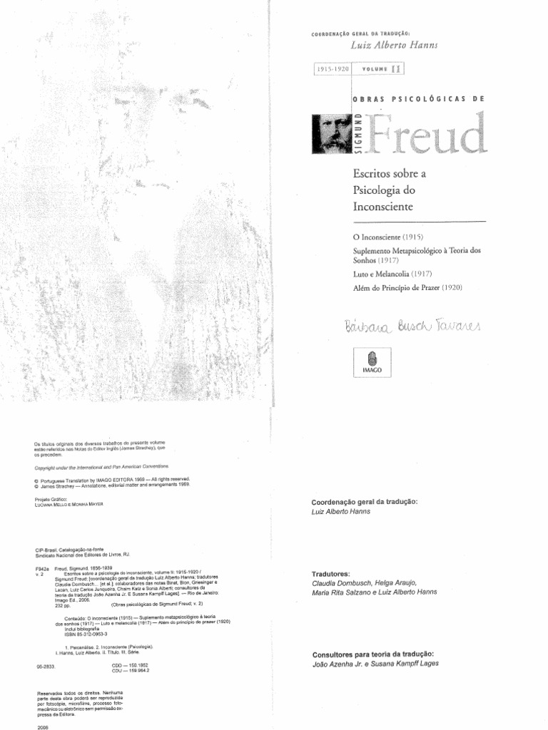 FREUD - Escritos Sobre A Psicologia Do Inconsciente - Vol. II - 1915 ...