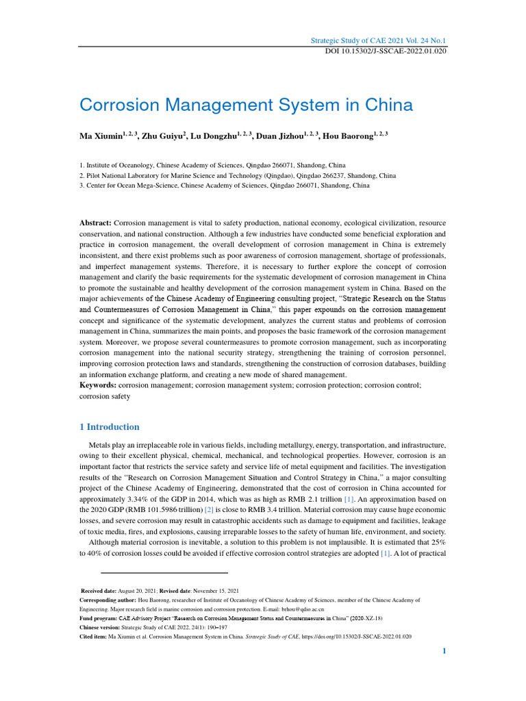 Corrosion Management System in China | PDF | Performance Appraisal ...