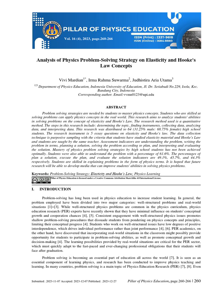 Physics Problem-Solving in Elasticity | PDF | Methodology | Data