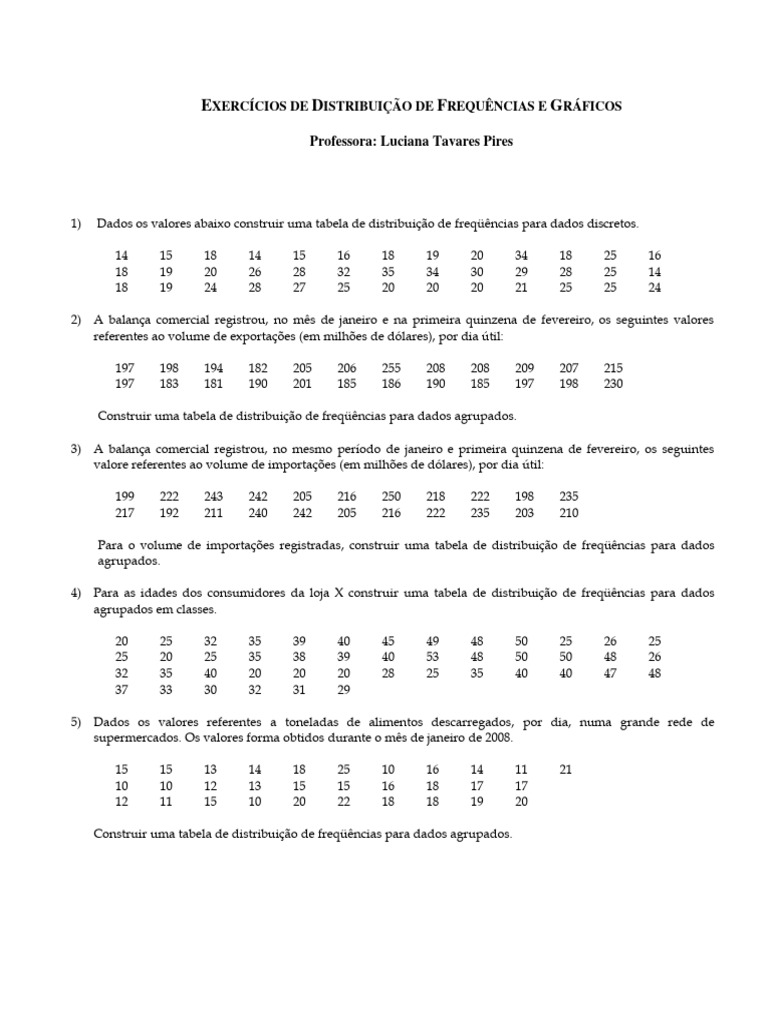 Exercicios Dist Frequencia e GR Ficos | PDF | Histograma