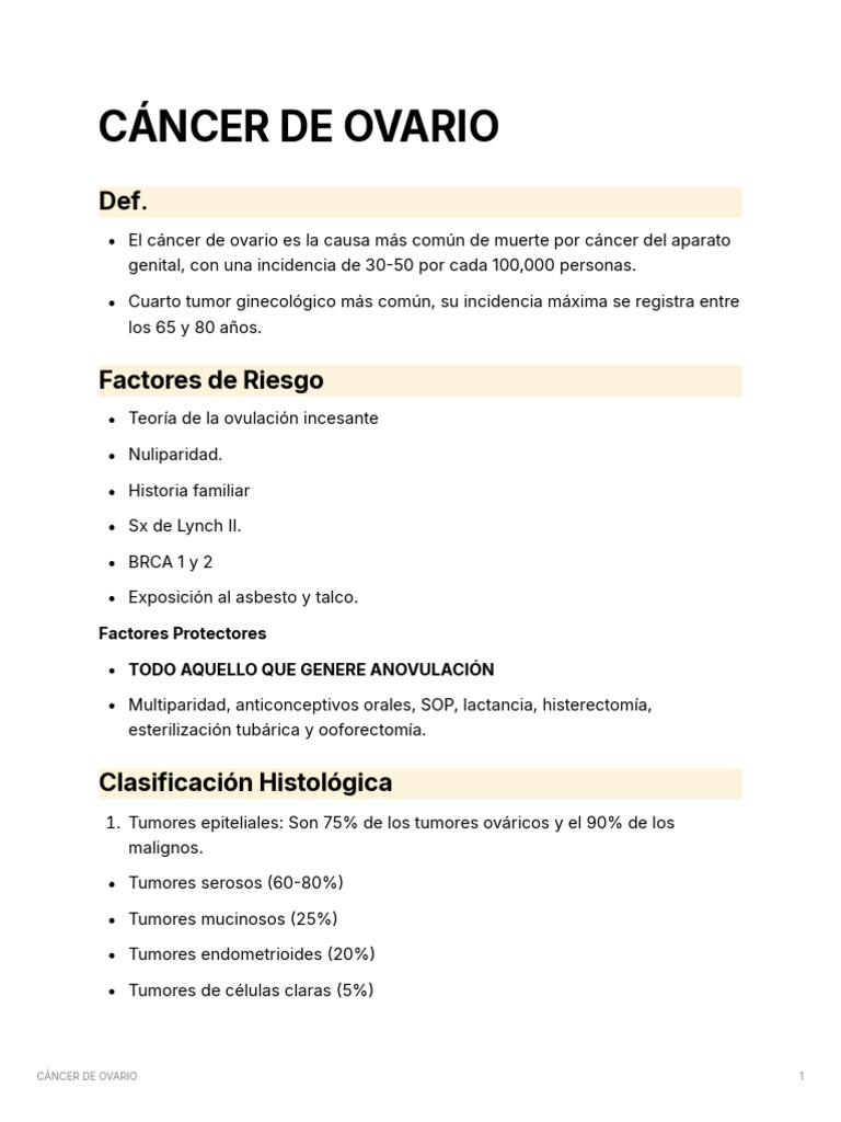Cáncer de Ovario | PDF | Cáncer de ovarios | Ovario
