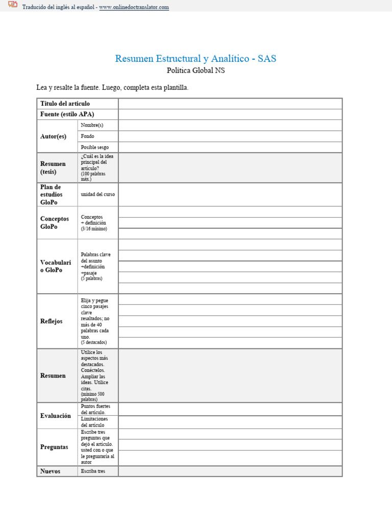 SAS+Structural+Analyitical+Summary+Blank+Form en Es | PDF SAS+Structural+Analyitical+Summary+Blank+Form en Es | PDF