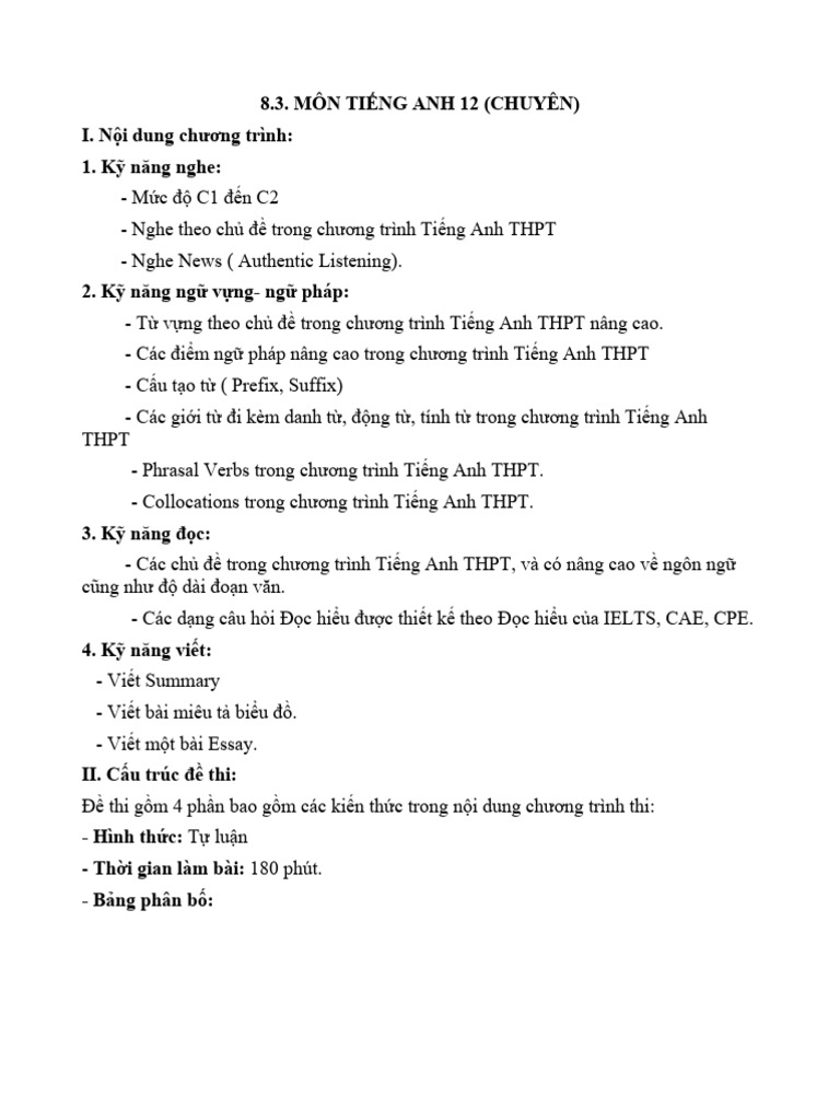 Cau Truc - Tieng Anh 12 HSG Chuyen | PDF