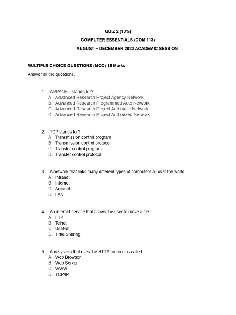 Quiz 2 Ce Aug Dec 23 | PDF | World Wide Web | Internet & Web