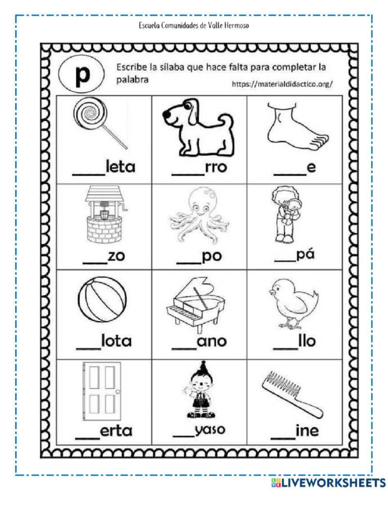 Actividades Con La Letra P Pdf
