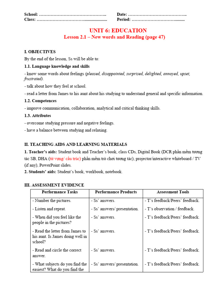 UNIT 6 - LESSON 2 - PART 1 - Vocabulary and Reading | PDF | Human ...