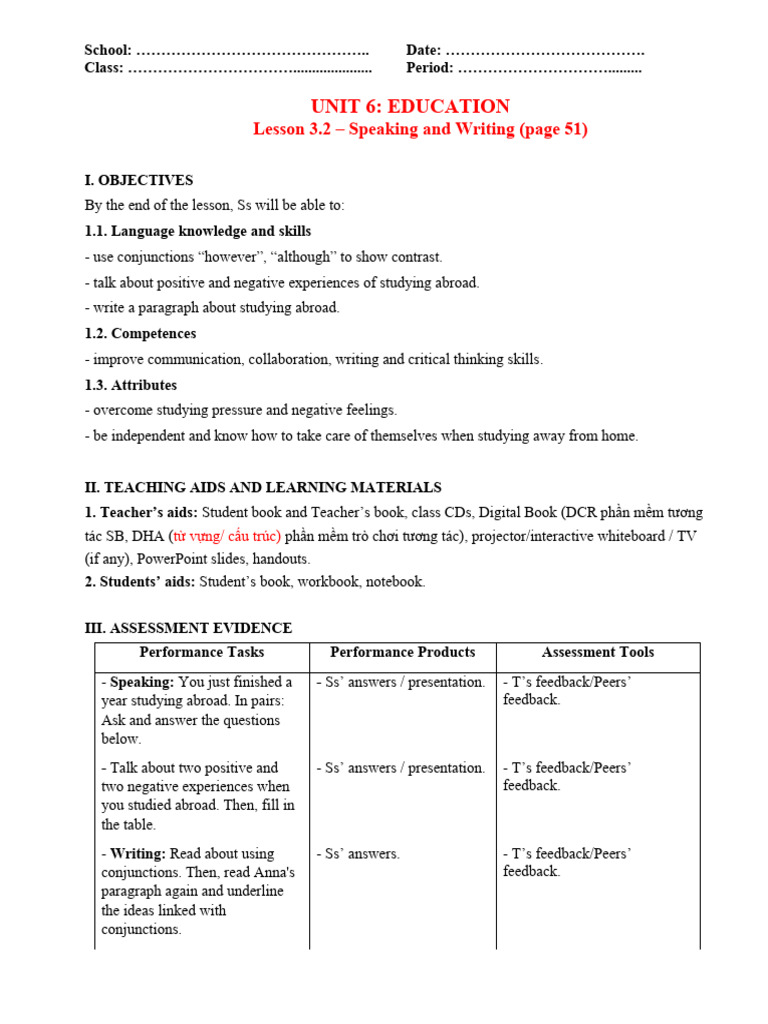 UNIT 6 - LESSON 3 - PART 2 - Speaking and Writing | PDF | Cognitive Science | Behavior Modification