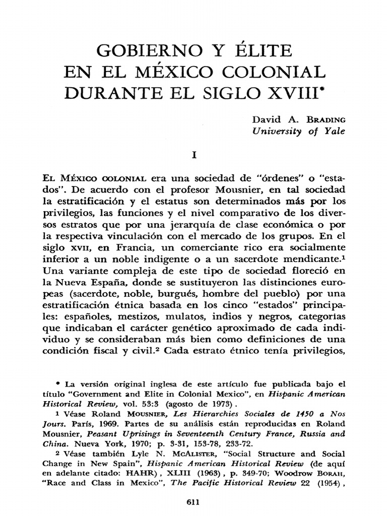 Gobierno y Elite en El Mexico Colonial | PDF