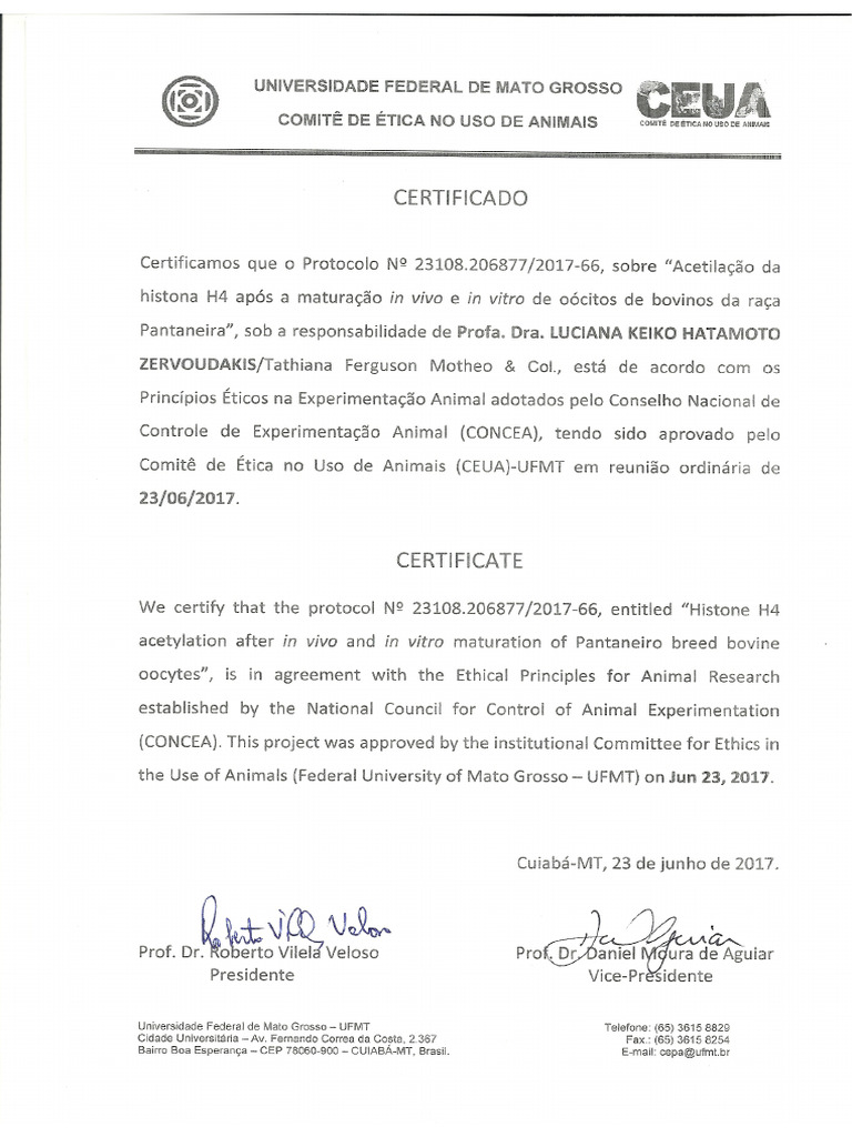 CEUA - Projeto Fapemat | PDF