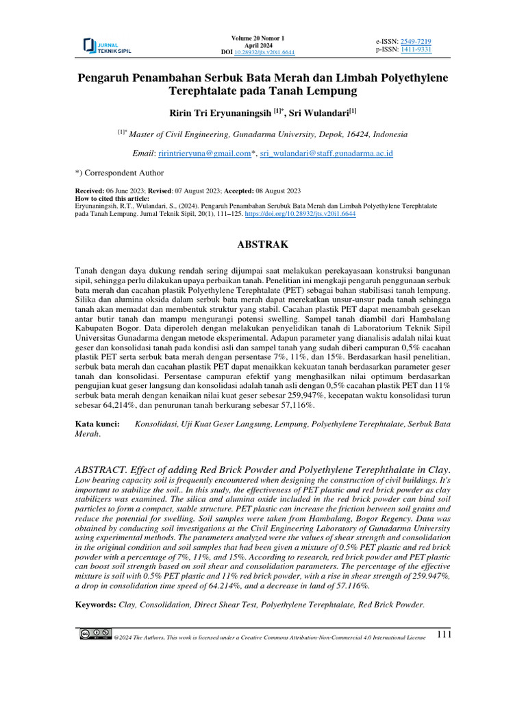 Pengaruh Penambahan Serbuk Bata Merah Dan Limbah Polyethylene ...