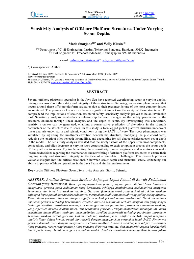 Analisis Sensitivitas Struktur Anjungan Lepas Pantai Di Bawah Kedalaman Gerusan Yang Bervariasi ...