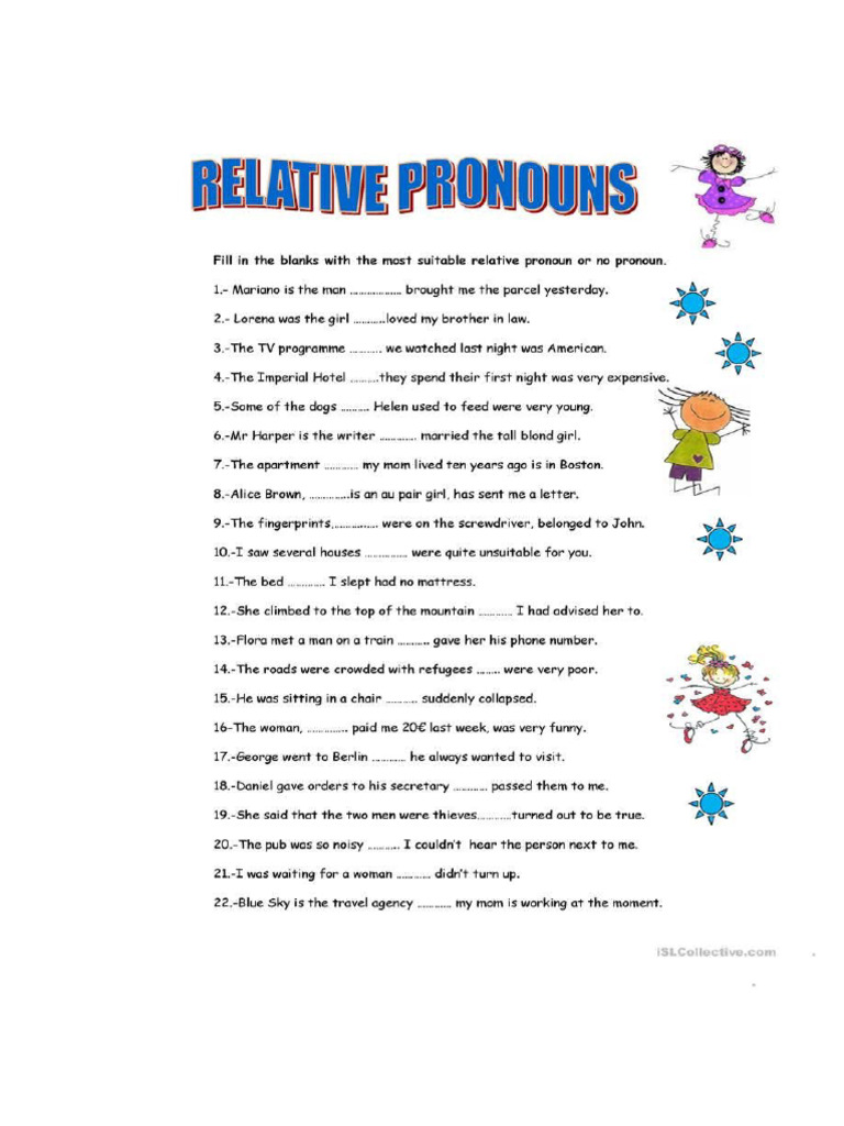 Ejercicios Pronombres Relativos 2 | PDF