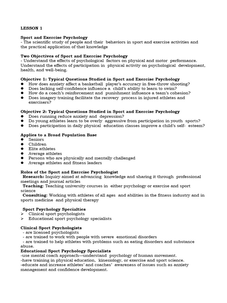 Sport and Exercise Psychology | PDF | Psychology | Self Esteem
