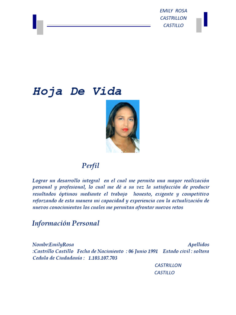 Hoja de Vida 2024 | Descargar gratis PDF | Business