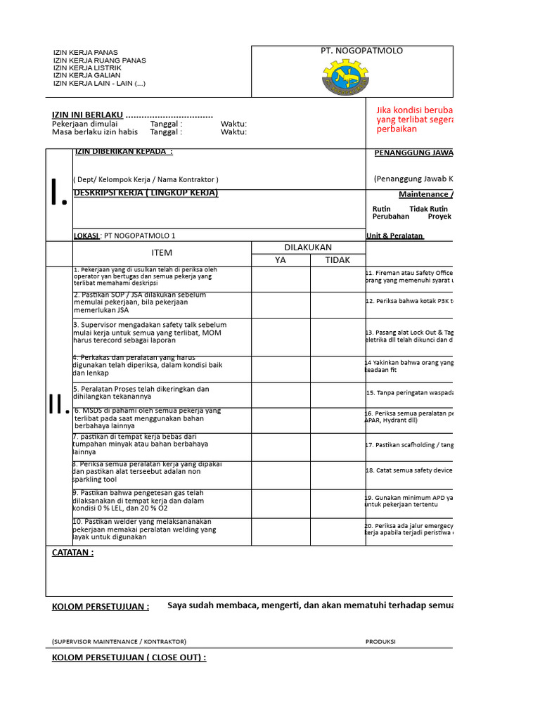 Work Permit NP 1 | PDF