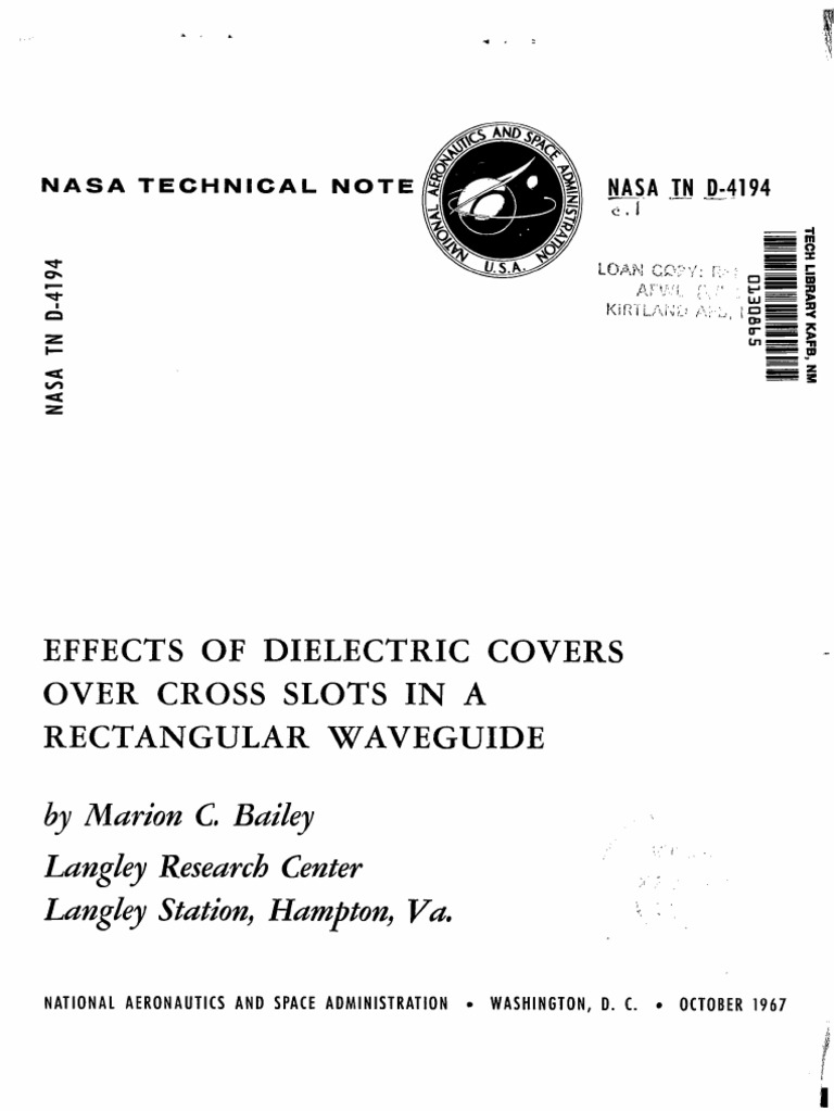 NASA Technical Note | PDF | Waveguide | Resonance