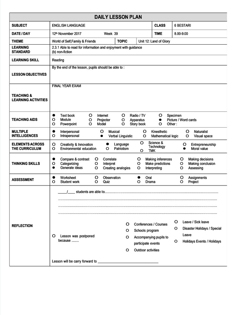 PDF Contoh RPH English Mantap - Compress | PDF | Teachers | Lesson Plan