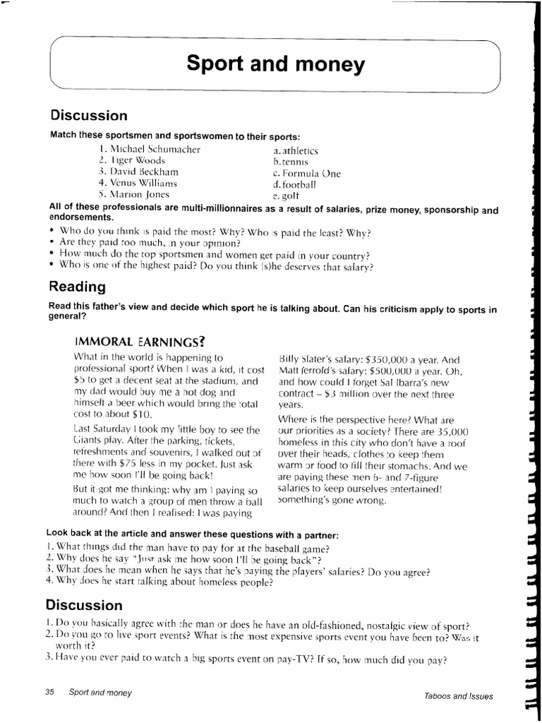 Sports and Money | PDF