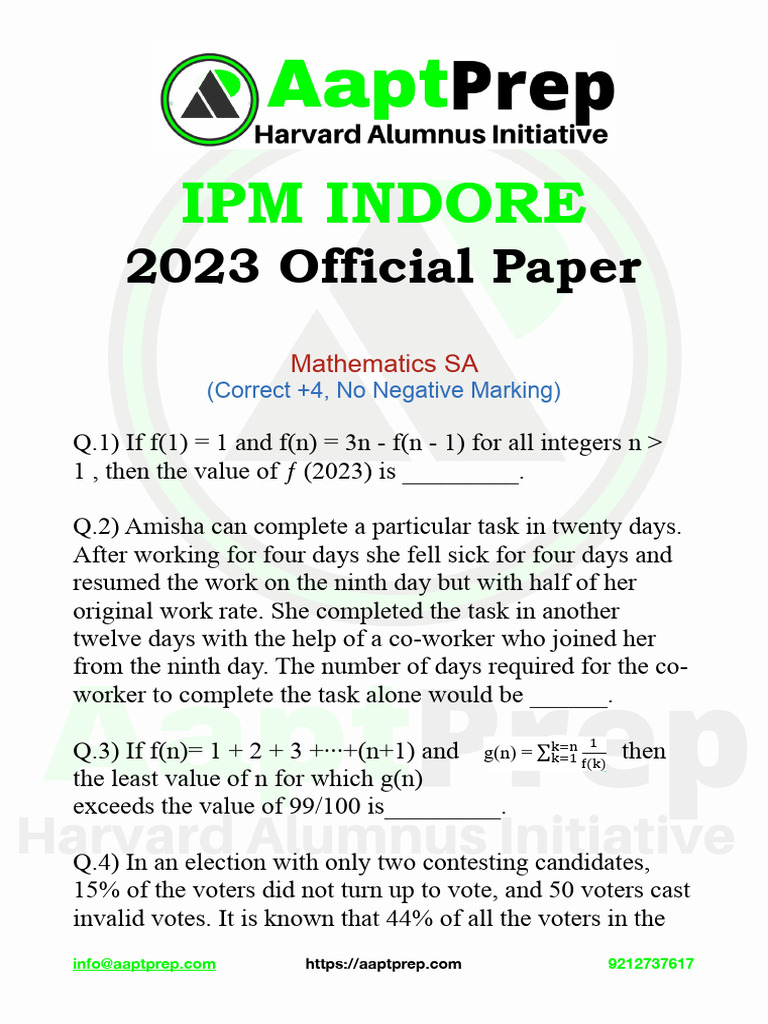 AaptPrep IPMAT 2023 Paper With Answers | PDF | Apple Inc. | I Phone