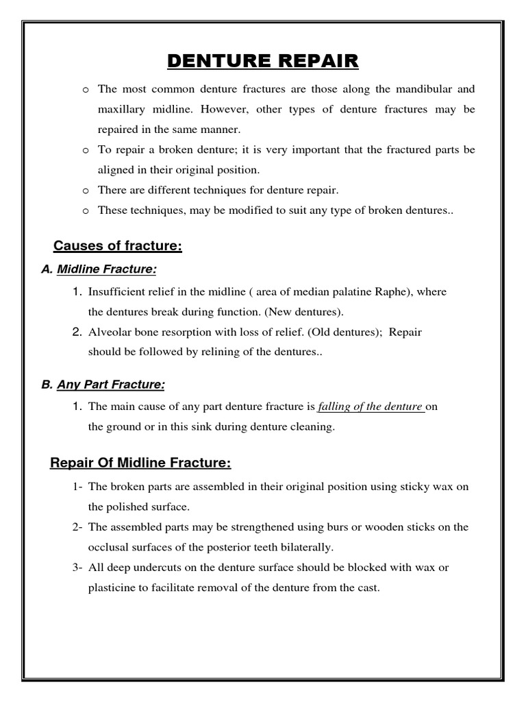 Denture Repair | PDF | Dentures | Plaster