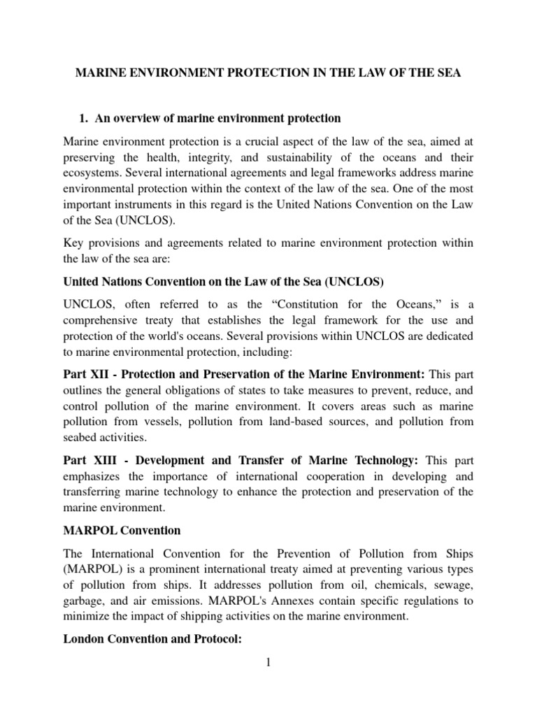 LOS 2024 - Reading - 07 - Marine Environment Protection Under UNCLOS ...