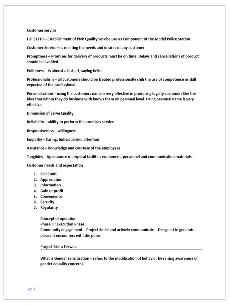 PNP Quality Service Lane Reviewer | PDF | Gender | Gender Studies