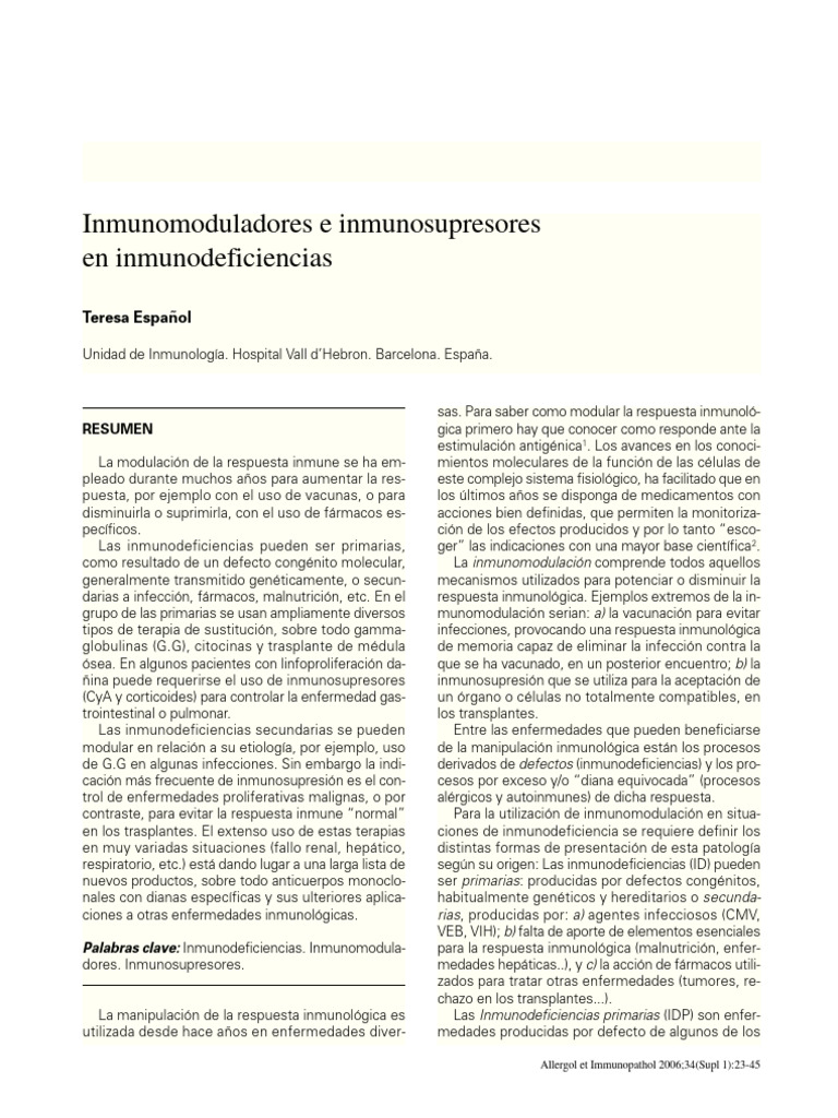 Inmunomoduladores 3 | PDF | Sistema inmune | Inmunoterapia